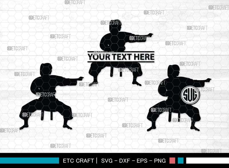 Karate Monogram, Karate Silhouette, Martial Arts Silhouette Svg, Karate ...