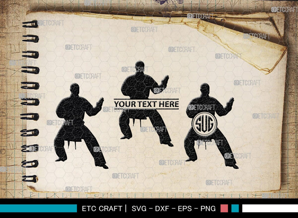 Karate Monogram, Karate Silhouette, Martial Arts Silhouette Svg, Karate ...
