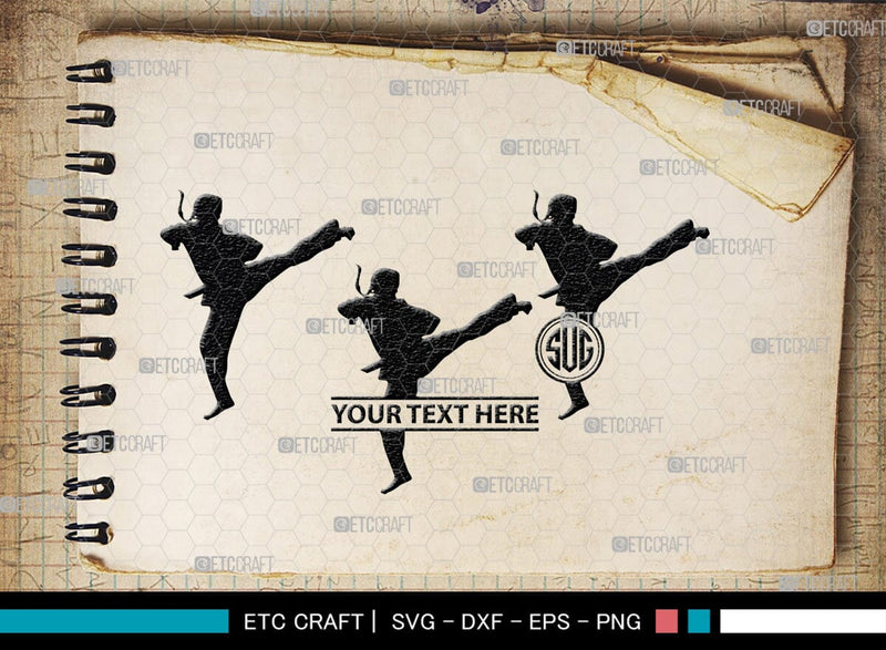 Karate Monogram, Karate Silhouette, Martial Arts Silhouette Svg, Karate ...