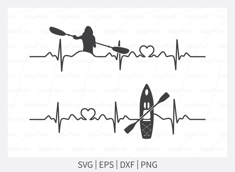 Kayak life SVG, Kayak life heartbeat SVG file, Kayaking Silhouette ...