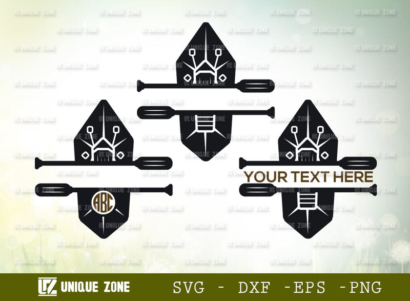 kayak Monogram SVG Cut File, Kayak Boat Svg, Canoe Svg, Paddle Svg ...