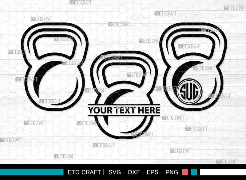 Kettlebell Monogram, Kettlebell Silhouette, Kettlebell SVG, Kettle Bell ...