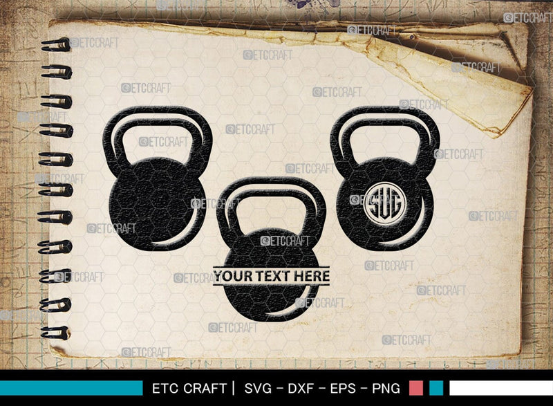 Kettlebell Monogram, Kettlebell Silhouette, Kettlebell SVG, Kettle Bell ...