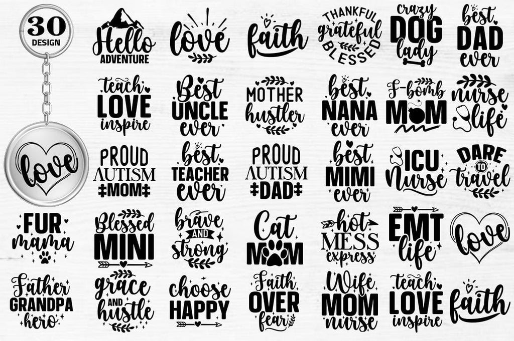 Keychain Bundle SVG, Keychain SVG Quotes - So Fontsy