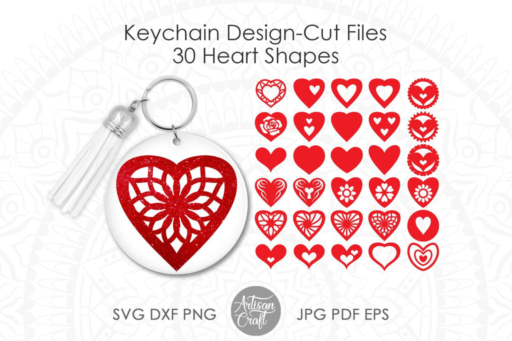 Keychain designs, Heart shapes, SVG PNG | So Fontsy