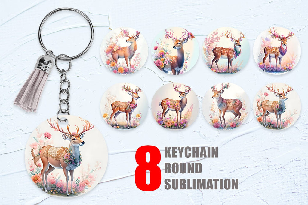 Engraved Deer Keychain | Keyring Sublimation - So Fontsy