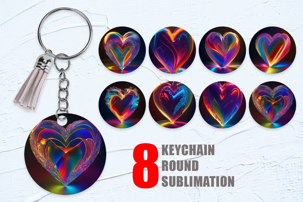 3D Love Neon Light Keychain Background| Keyring Sublimation - So Fontsy