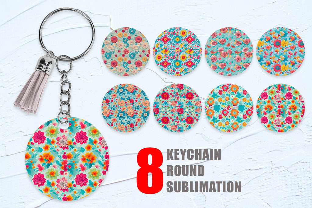 Keychain Flower Seamless patterns background| Keyring Sublimation - So ...