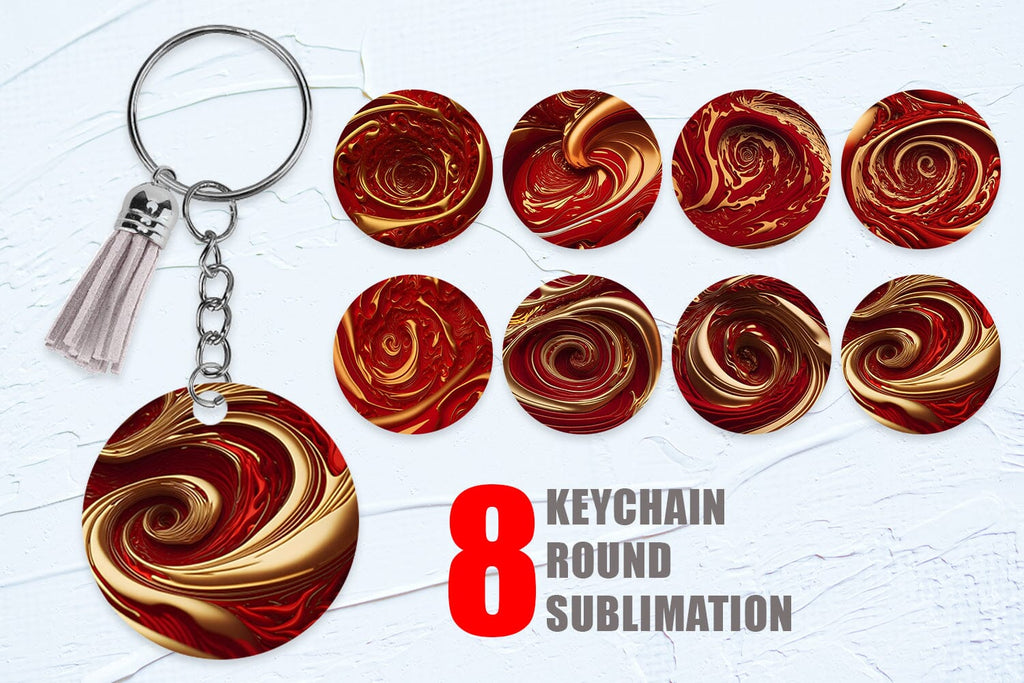 Red Gold marble swirl Keychain | Keyring Sublimation - So Fontsy