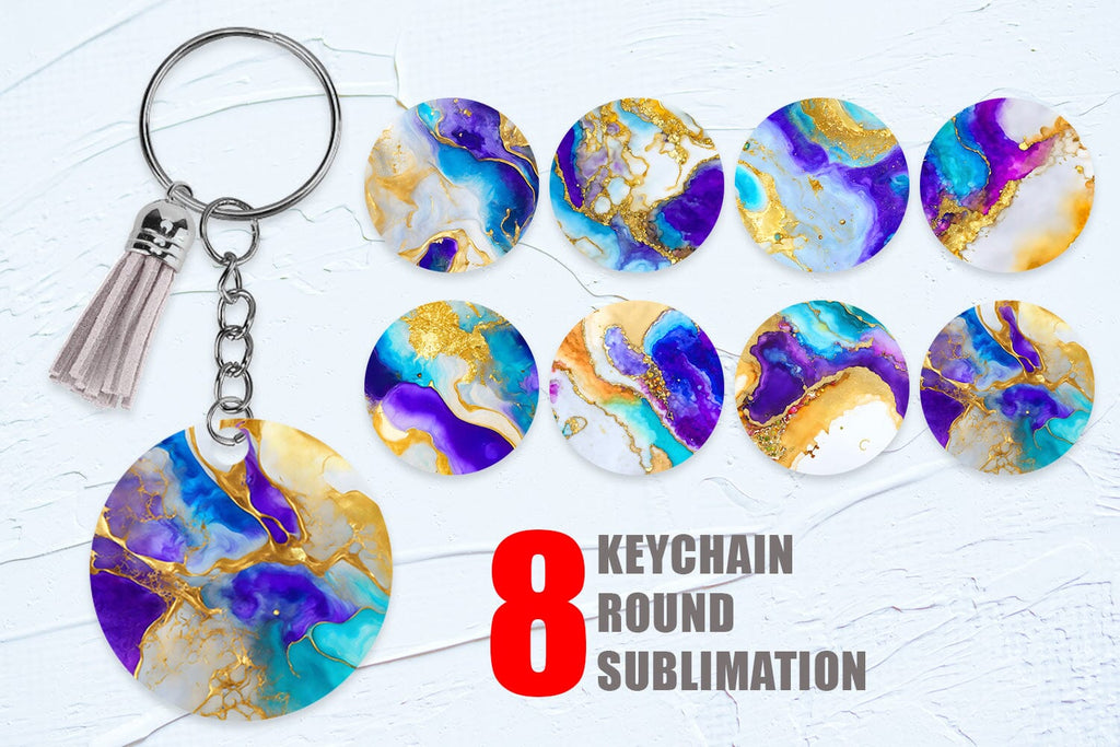 Alcohol Ink iridescent gold agate Keychain | Keyring Sublimation - So ...