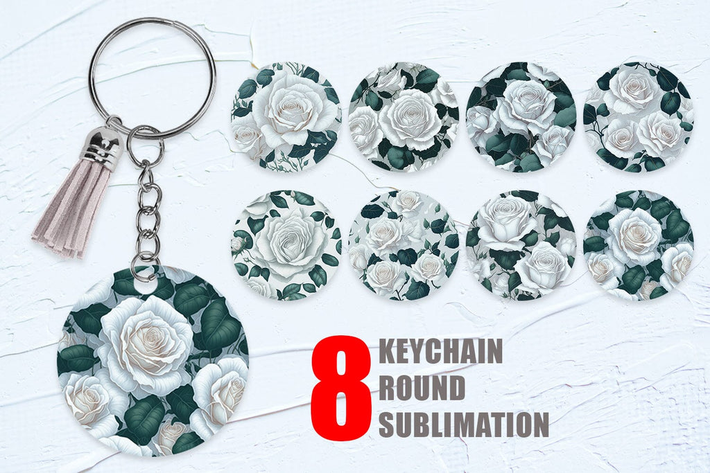 Flower White Roses keychain| Keyring Sublimation - So Fontsy