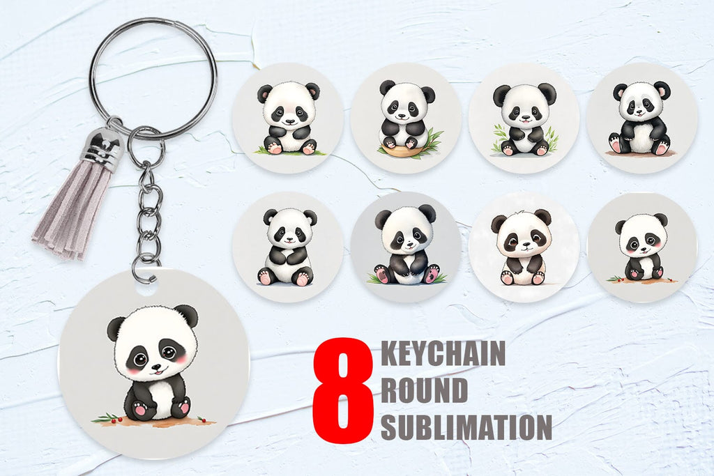 Cute baby Panda Keychain | Keyring Sublimation - So Fontsy