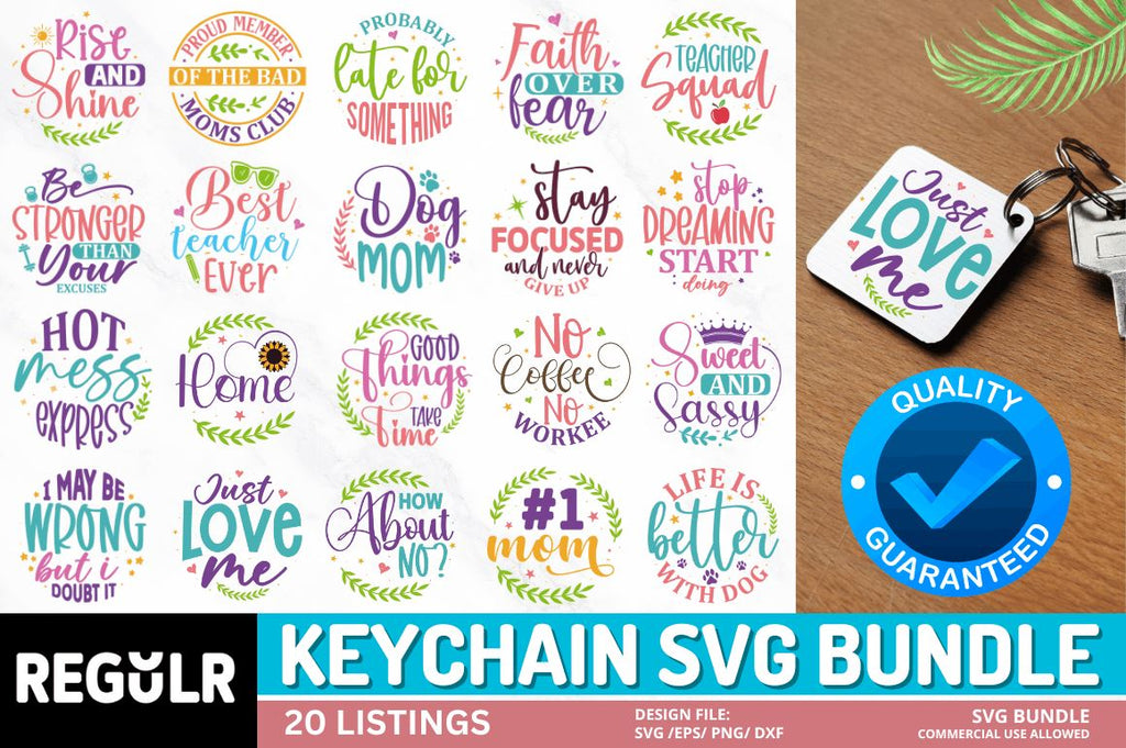 Keychain Mega Bundle |100 keyring included SVG file - So Fontsy
