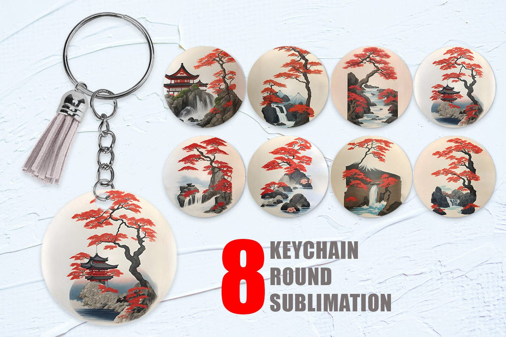 Keychain Japanese Landscape - So Fontsy