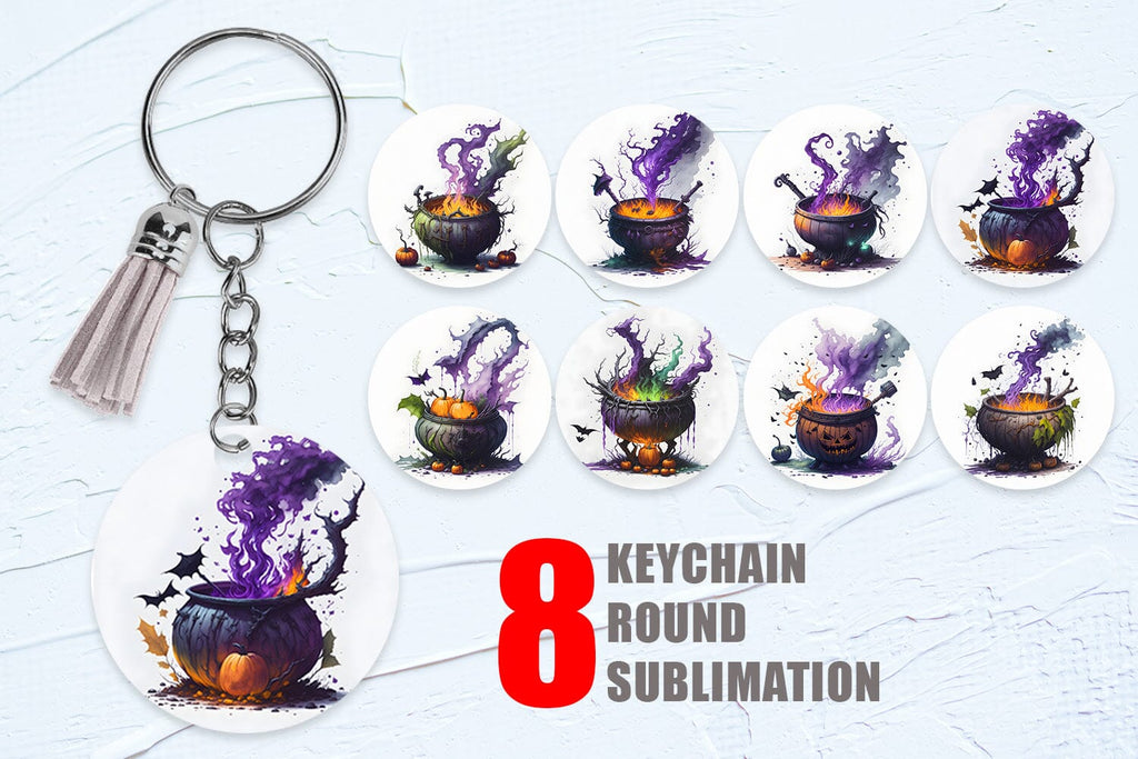 Keychain Sublimation Witch's Cauldron Halloween - So Fontsy