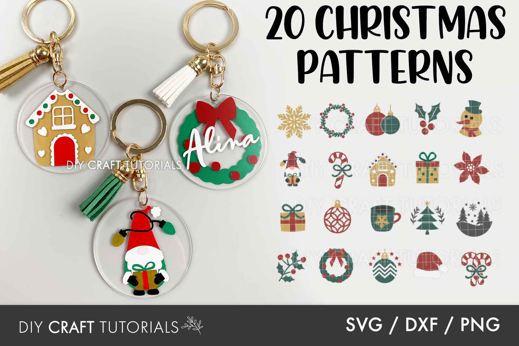 Keychain SVG Bundle - Christmas Patterns 1 - So Fontsy