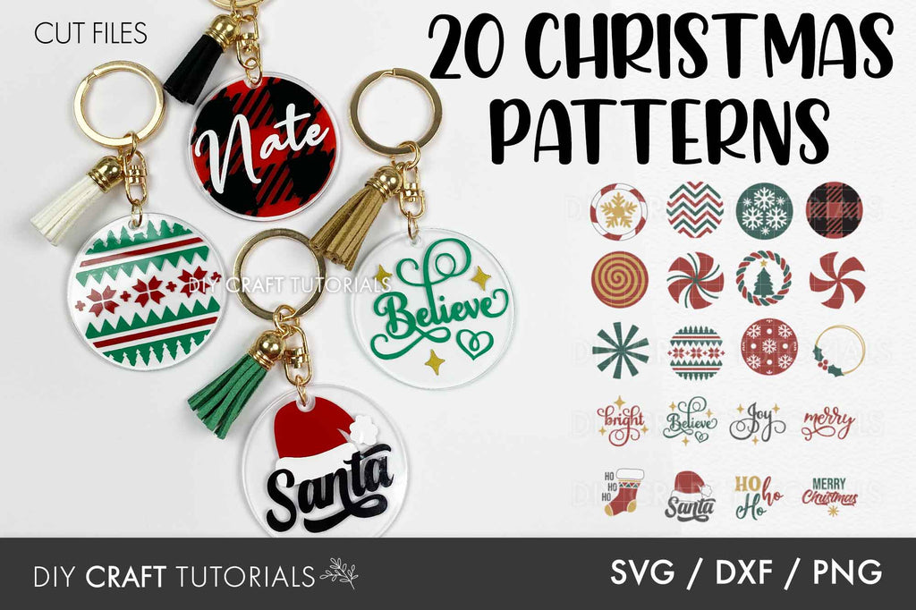 Keychain SVG Bundle - Christmas Patterns 2 - So Fontsy
