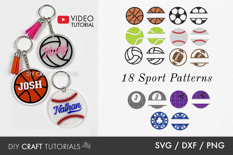 Keychain SVG Bundle - Sports - So Fontsy