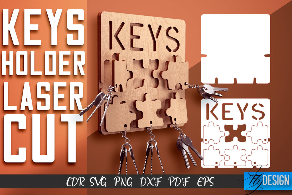 Keys Holder Laser Cut SVG | Keys Holder SVG Design | CNC Files - So Fontsy