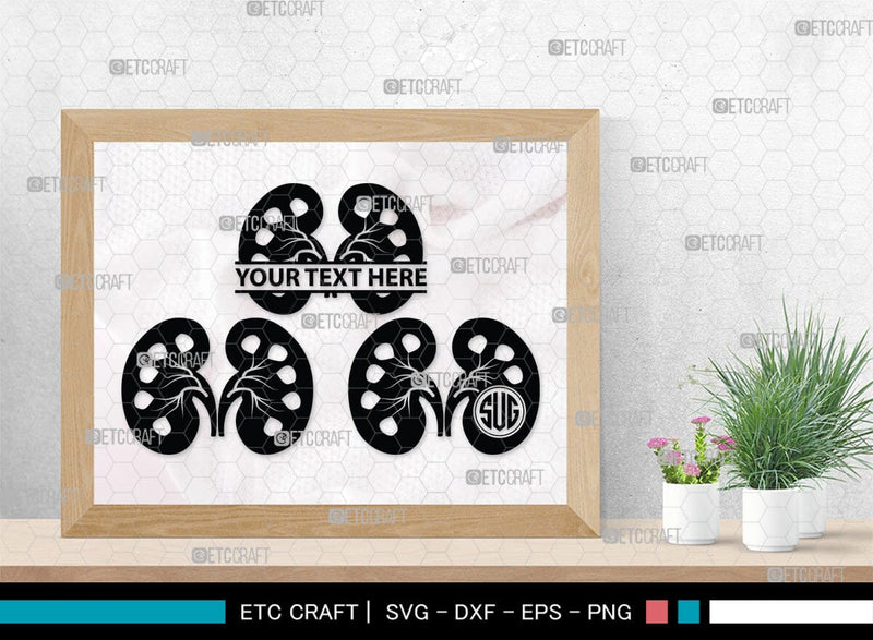 Kidney Monogram, Kidney Silhouette, Kidney SVG, Kidney Anatomy Svg ...