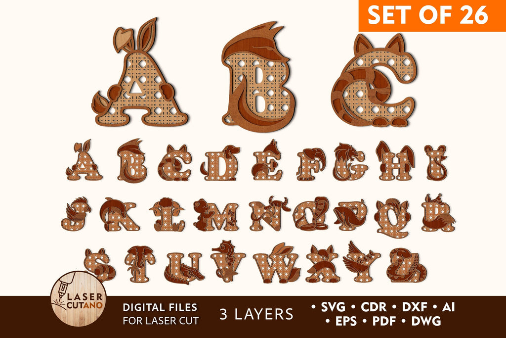 Kids ALPHABET Multilayer Laser Cut Files, 3D Designs, Mini Design ...