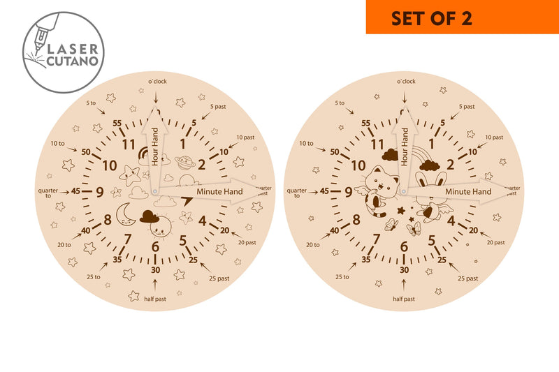 Kids Clock Learning, Children Interactive Clock, Laser Cut Design - So ...