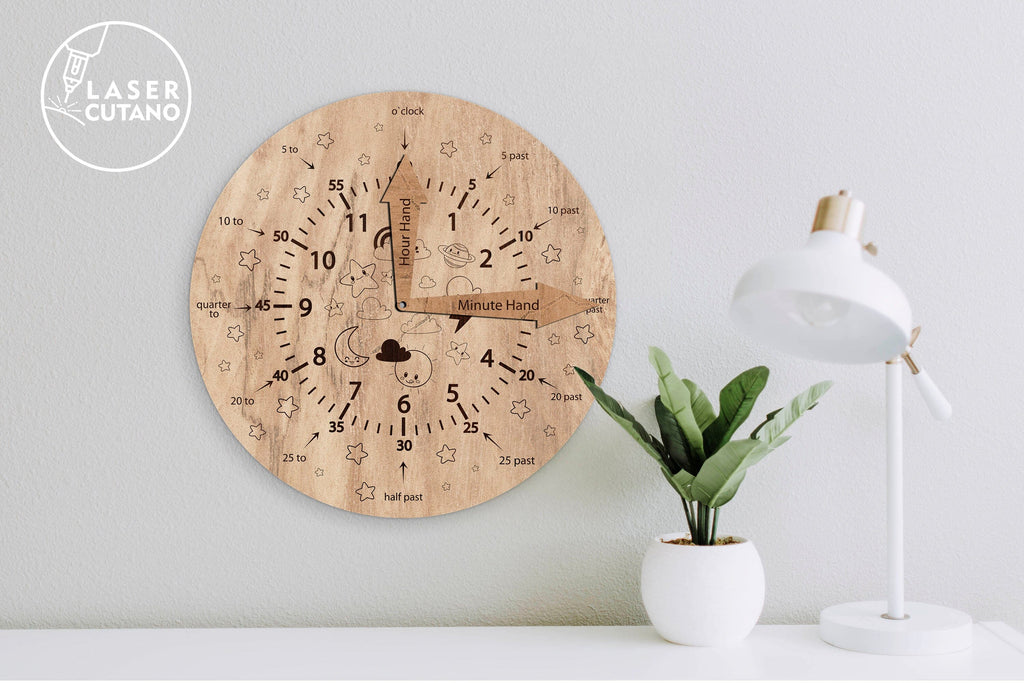 Kids Clock Learning, Children Interactive Clock, Laser Cut Design - So ...