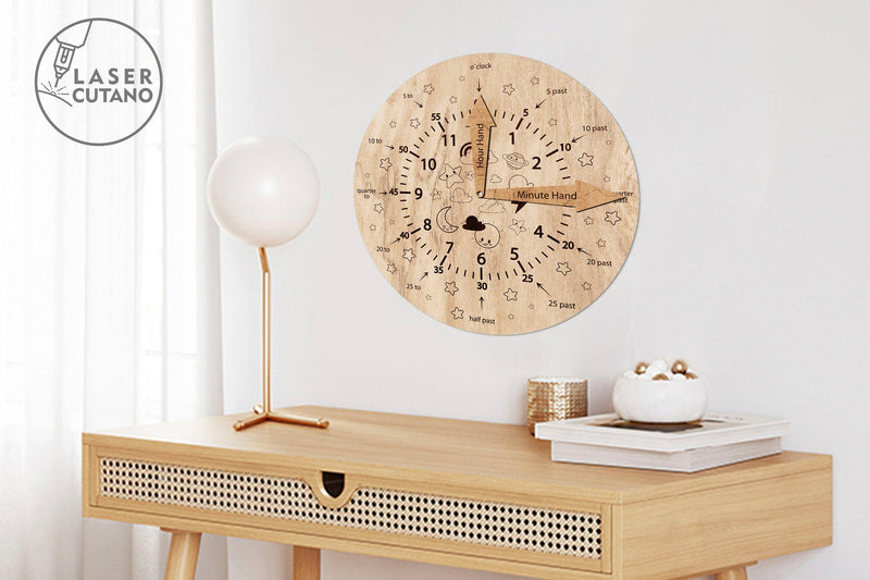 Kids Clock Learning, Children Interactive Clock, Laser Cut Design - So ...