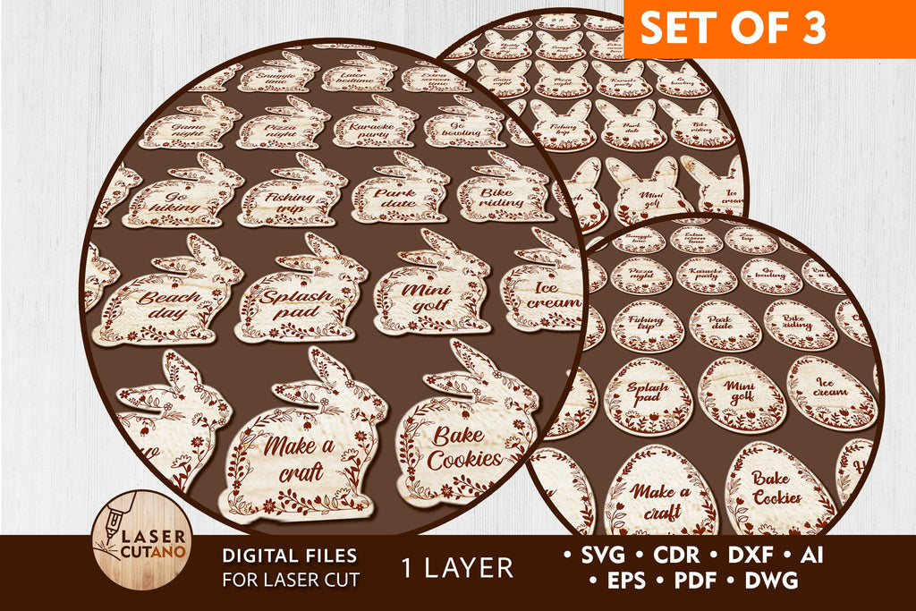 Kids Easter Token Bundle Total 126 Items, Laser Cut Template, Mini ...