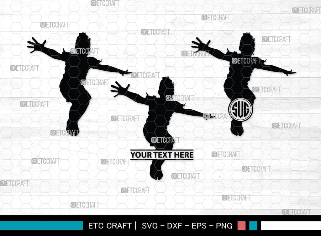 Kids Jumping Monogram, Kids Jumping Silhouette, Kids Jumping SVG ...