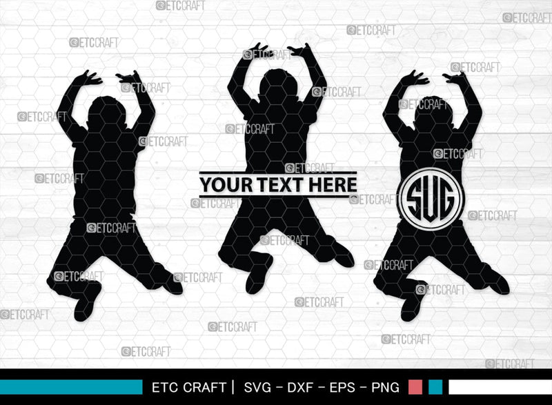 Kids Jumping Monogram, Kids Jumping Silhouette, Kids Jumping SVG ...
