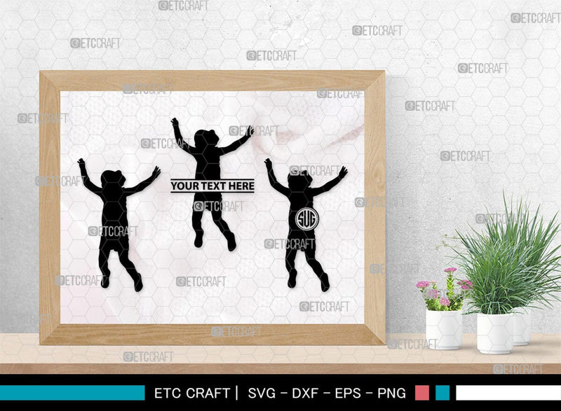 Kids Playing Monogram, Kids Playing Silhouette, Kids Playing SVG, Kids ...
