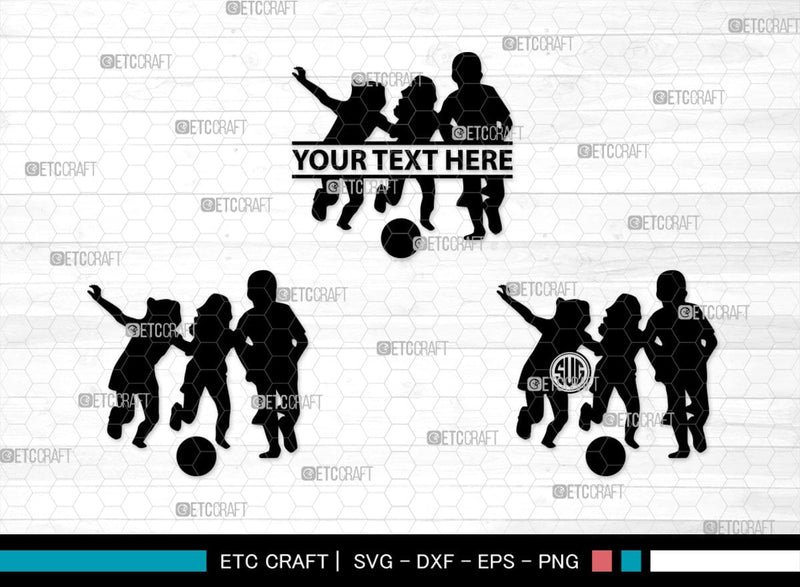 Kids Playing Monogram, Kids Playing Silhouette, Kids Playing SVG, Kids ...