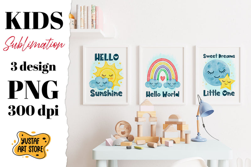 Kids sublimation design/Nursery Posters set 3 design - So Fontsy