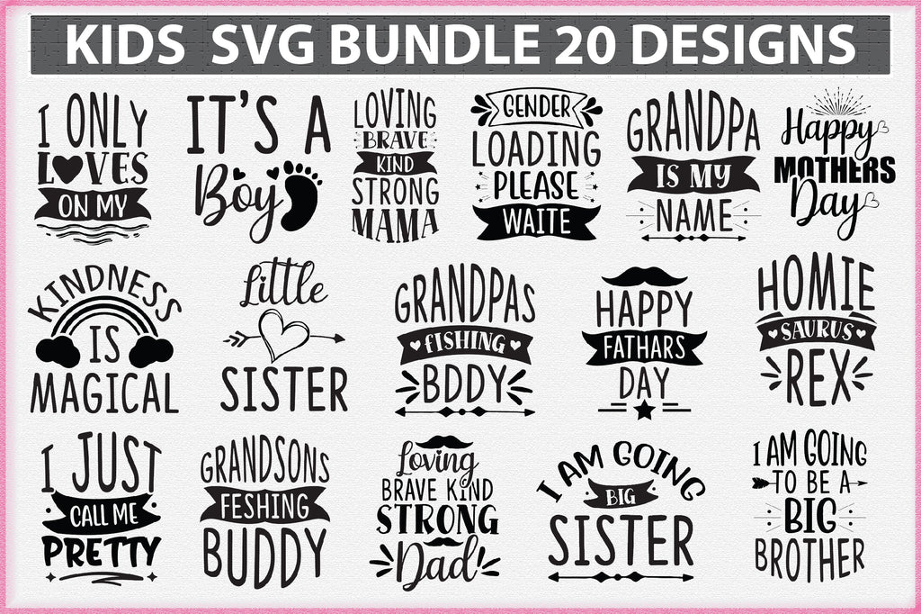 Kids Svg Bundle 20 Designs - So Fontsy