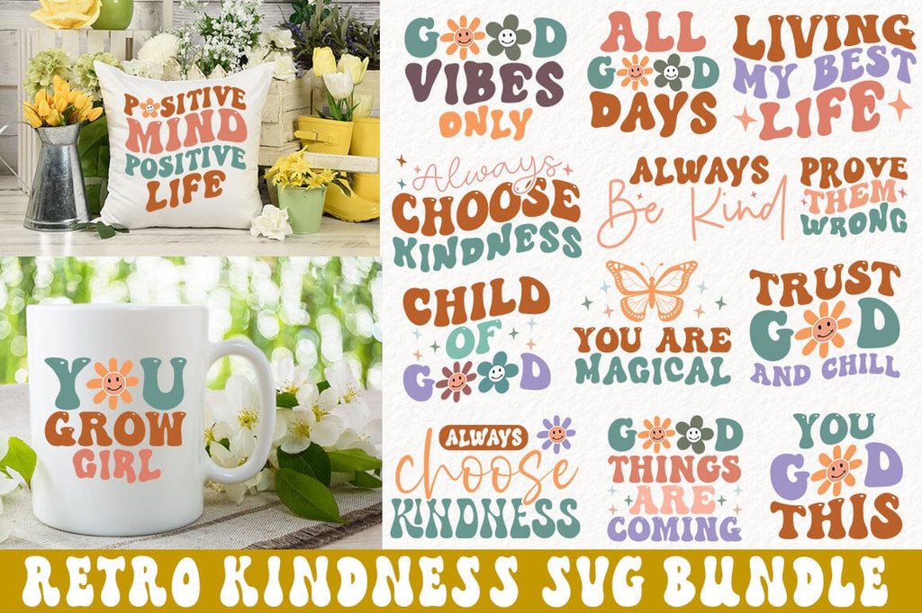 Kindness Retro SVG Bundle 15 Design - So Fontsy