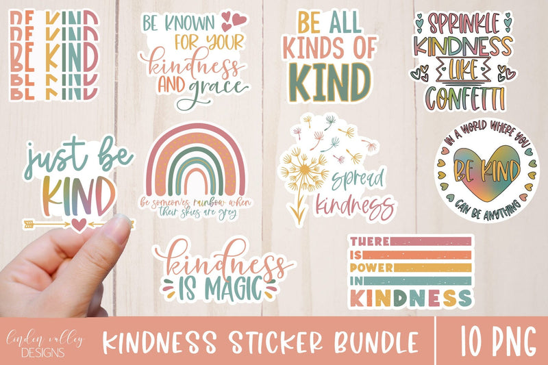 Kindness Sticker Bundle-Kindness Quote Stickers PNG - So Fontsy