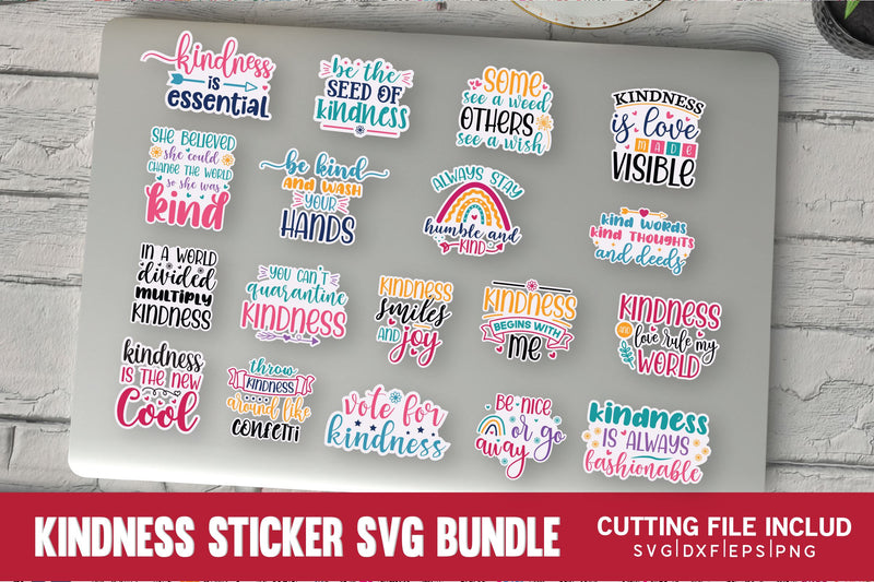 Kindness Sticker SVG Bundle - So Fontsy