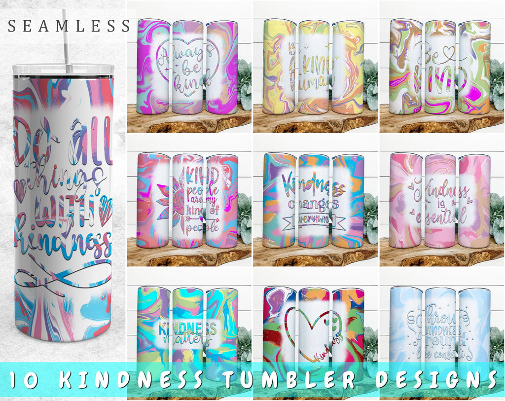 Kindness Tumbler Sublimation Designs Bundle, 20 Oz Skinny Tumbler ...