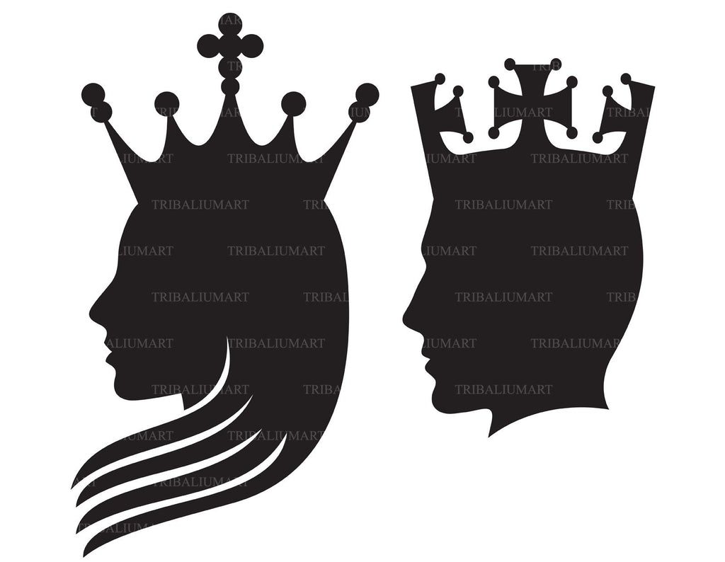 King and Queen. Cut files for Cricut. Clip Art (eps, svg, pdf, png, dxf ...