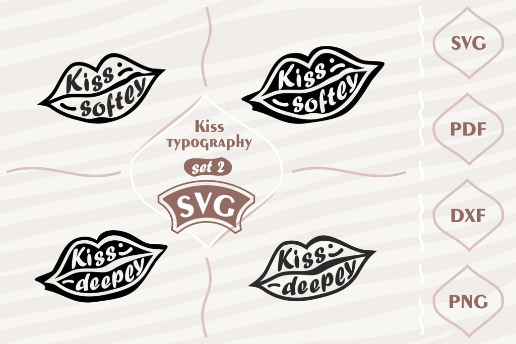 Kiss typography set 2 - SVG bundle - So Fontsy