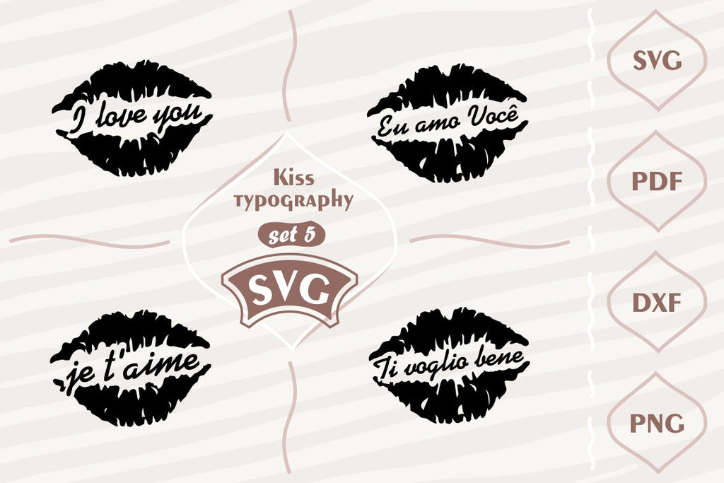 Kiss typography set 5 - SVG bundle - So Fontsy
