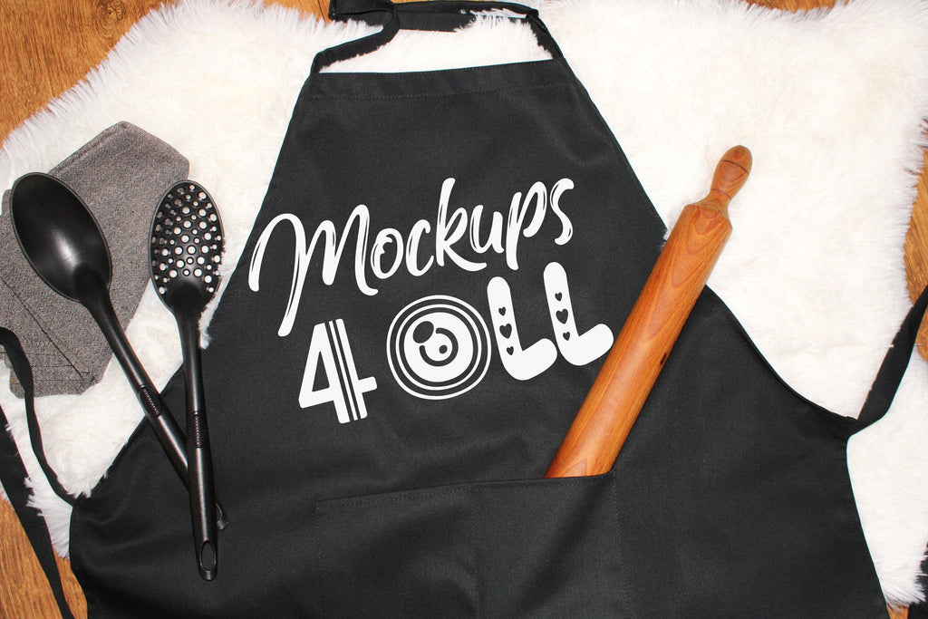 Kitchen Apron Mockup Bundle, Kitchen Black Apron Mock up, Flat Lays Im ...