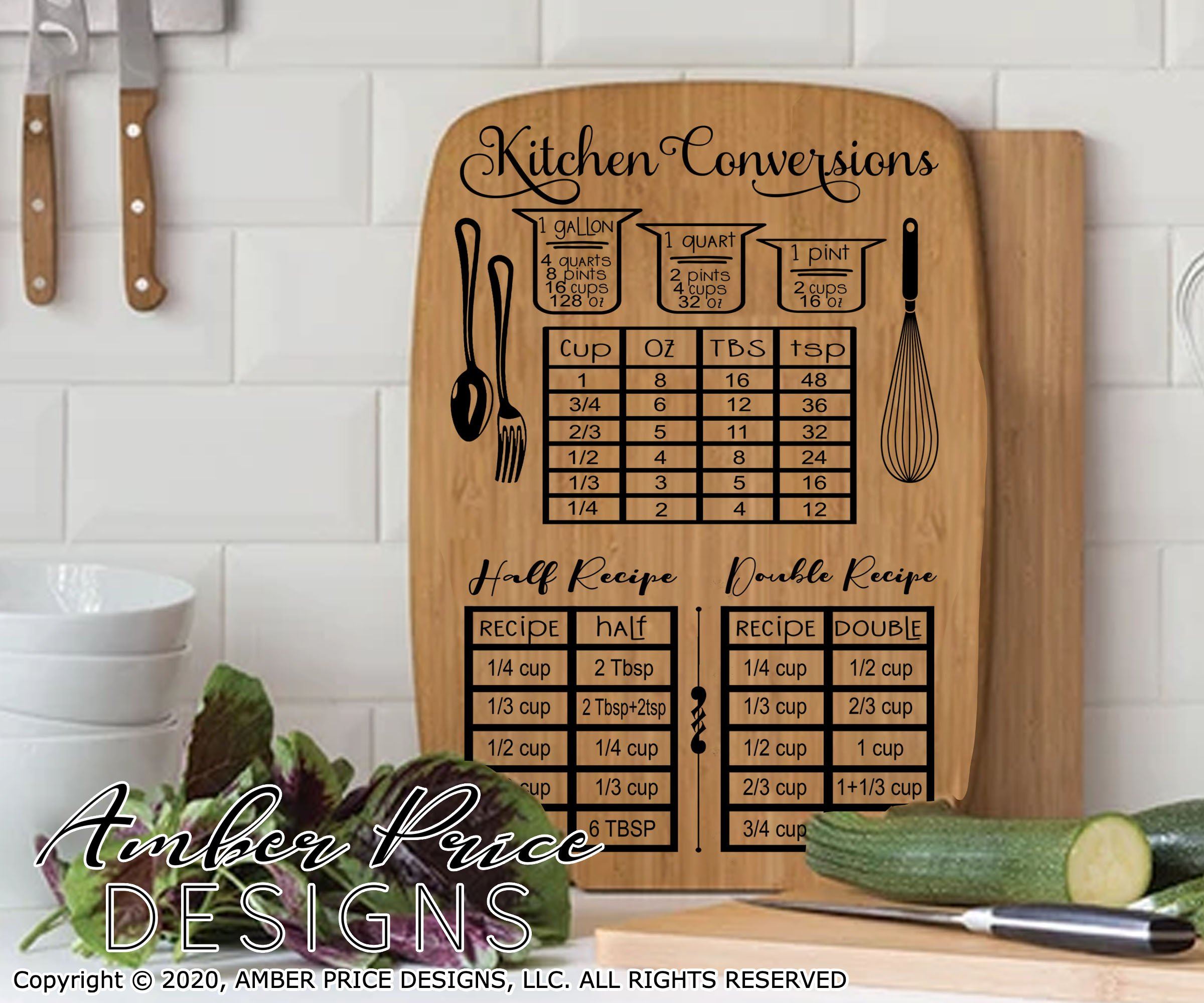 Kitchen Conversions Chart SVG | Recipe Measurement Conversions SVG PNG ...