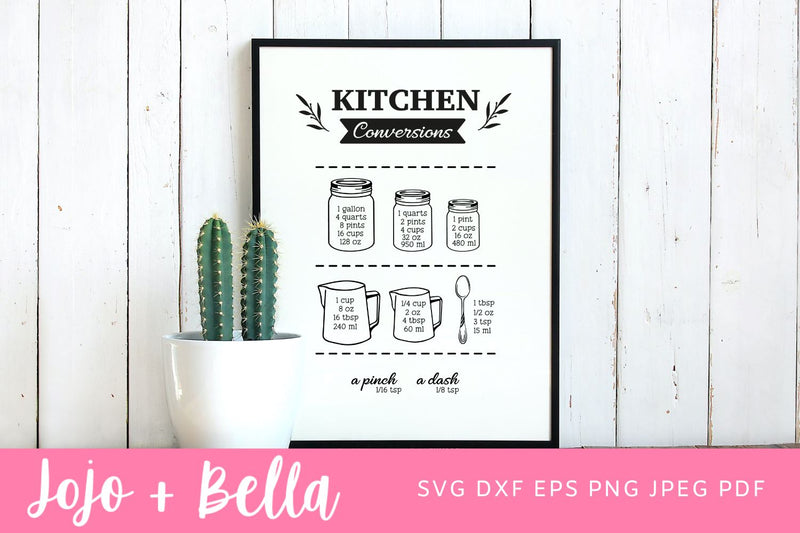 Kitchen Conversions SVG , Farmhouse Printable Wall Art Kitchen ...