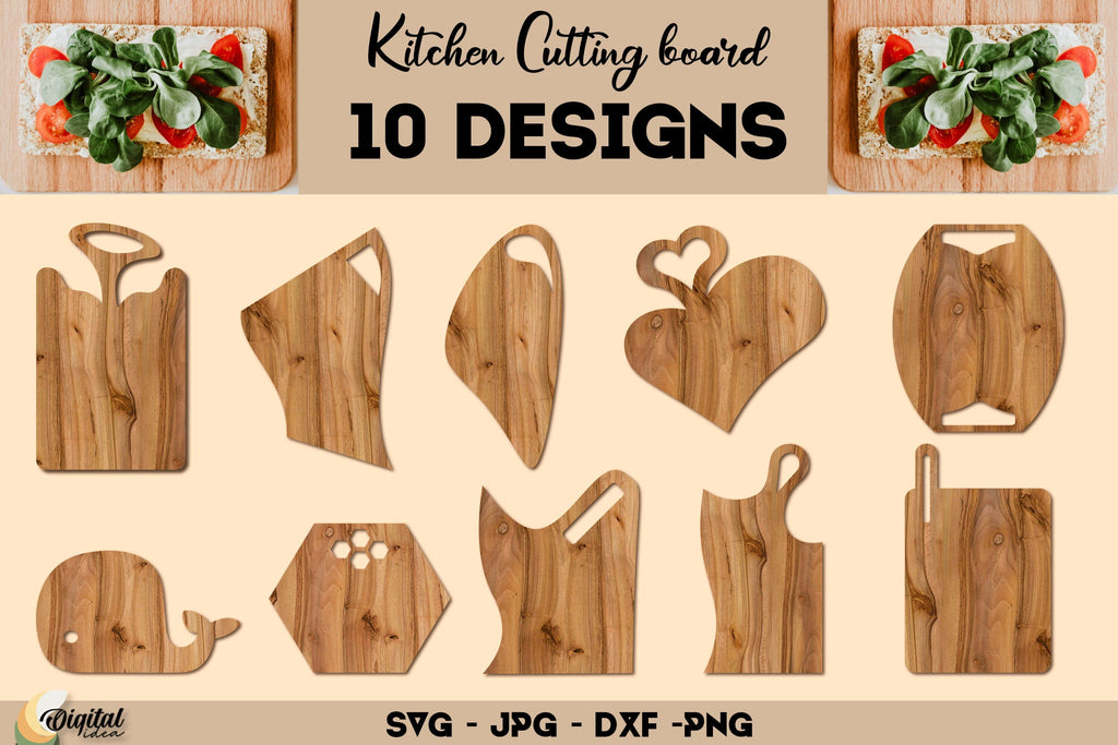 Kitchen Cutting Boards SVG. 3D Kitchen Laser Cut. - So Fontsy
