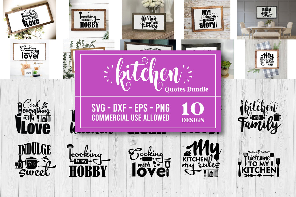 Kitchen Quotes SVG Bundle | Cooking Quotes SVG - So Fontsy