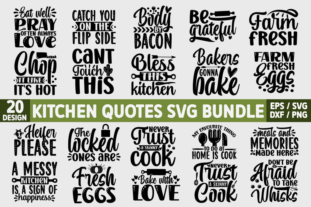 Kitchen Quotes SVG Bundle Cut File - So Fontsy