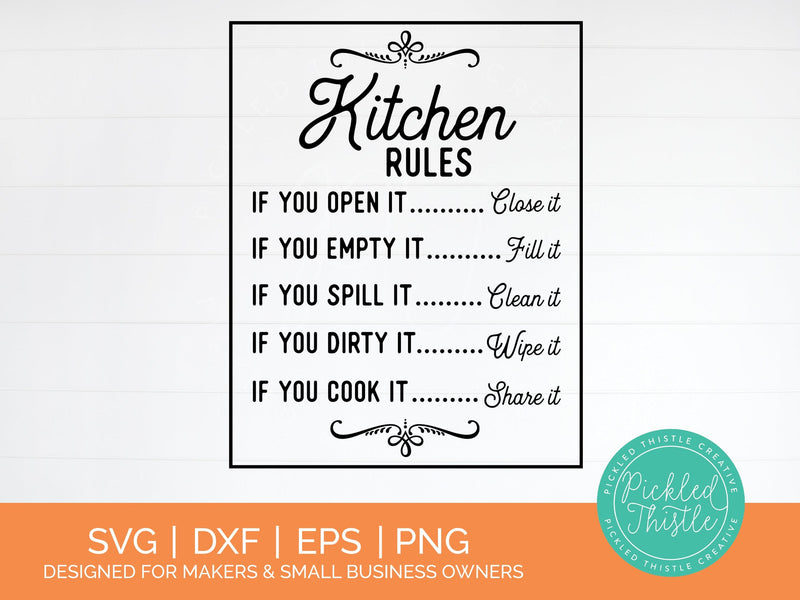 Kitchen Rules Sign SVG - So Fontsy