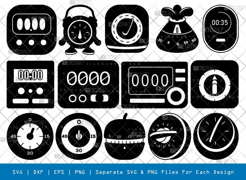 Kitchen Timer Silhouette, Kitchen Timer SVG, Cooking Timer Svg, Timer ...